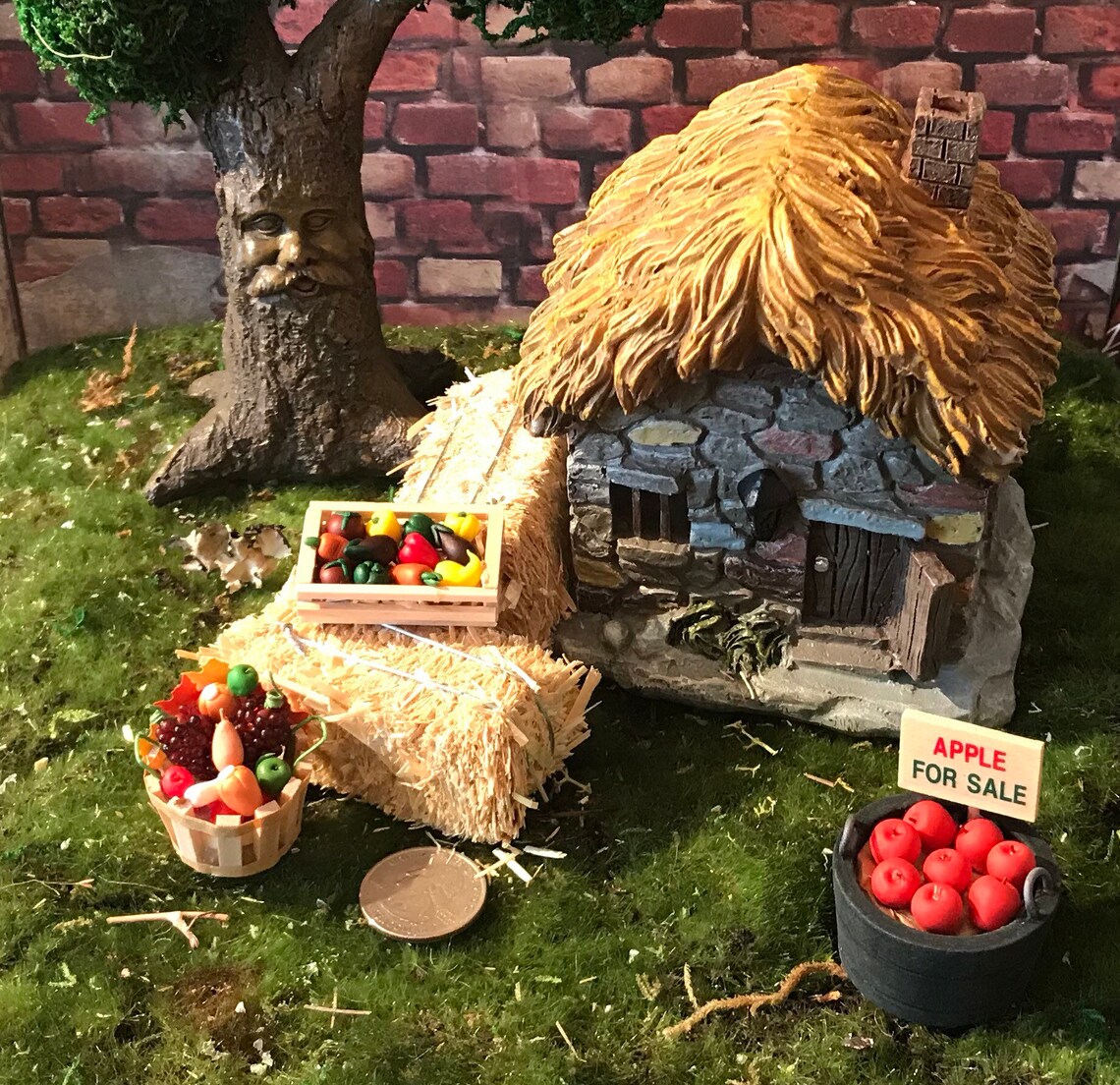 Miniature Fall Harvest Display Miniature Fairy Straw Bale | Etsy