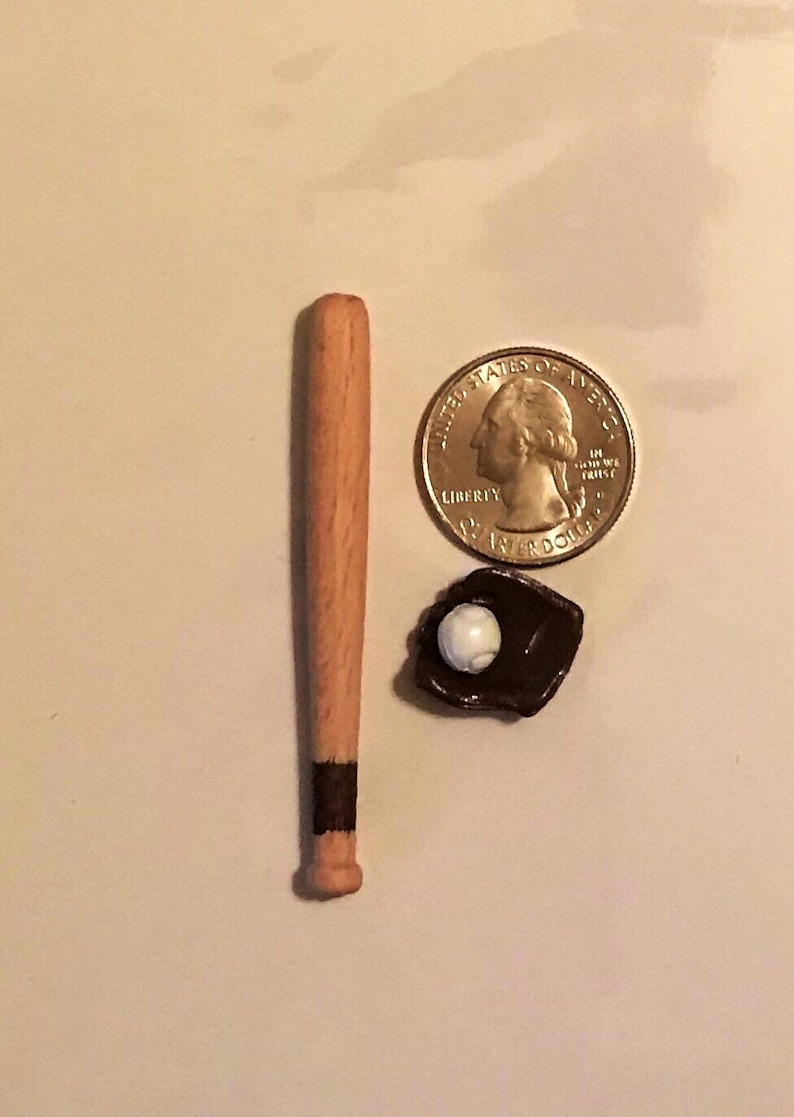 Miniature Baseball Bat and Ball. Dollhouse Miniatures, Fairy Garden ...