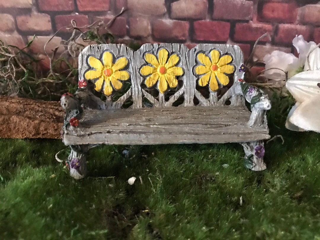 Miniature Fairy Bench Daisy Fairy Bench Miniature Bench Fairy Garden ...