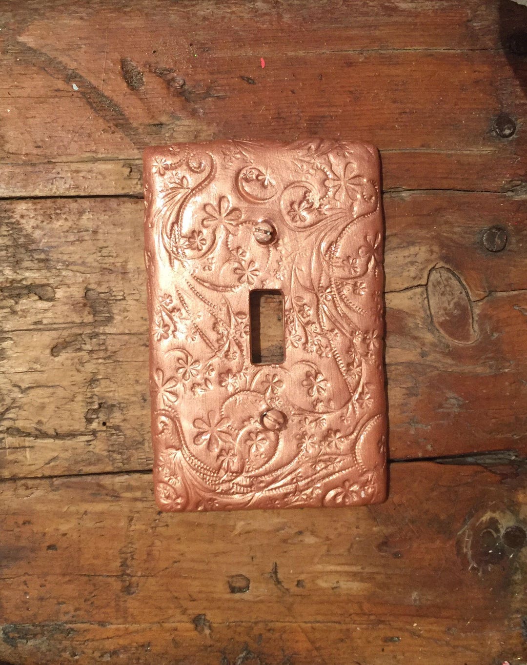 Soft Copper Light Switch Plate Swirls and Flowers With Shimmers Single ...