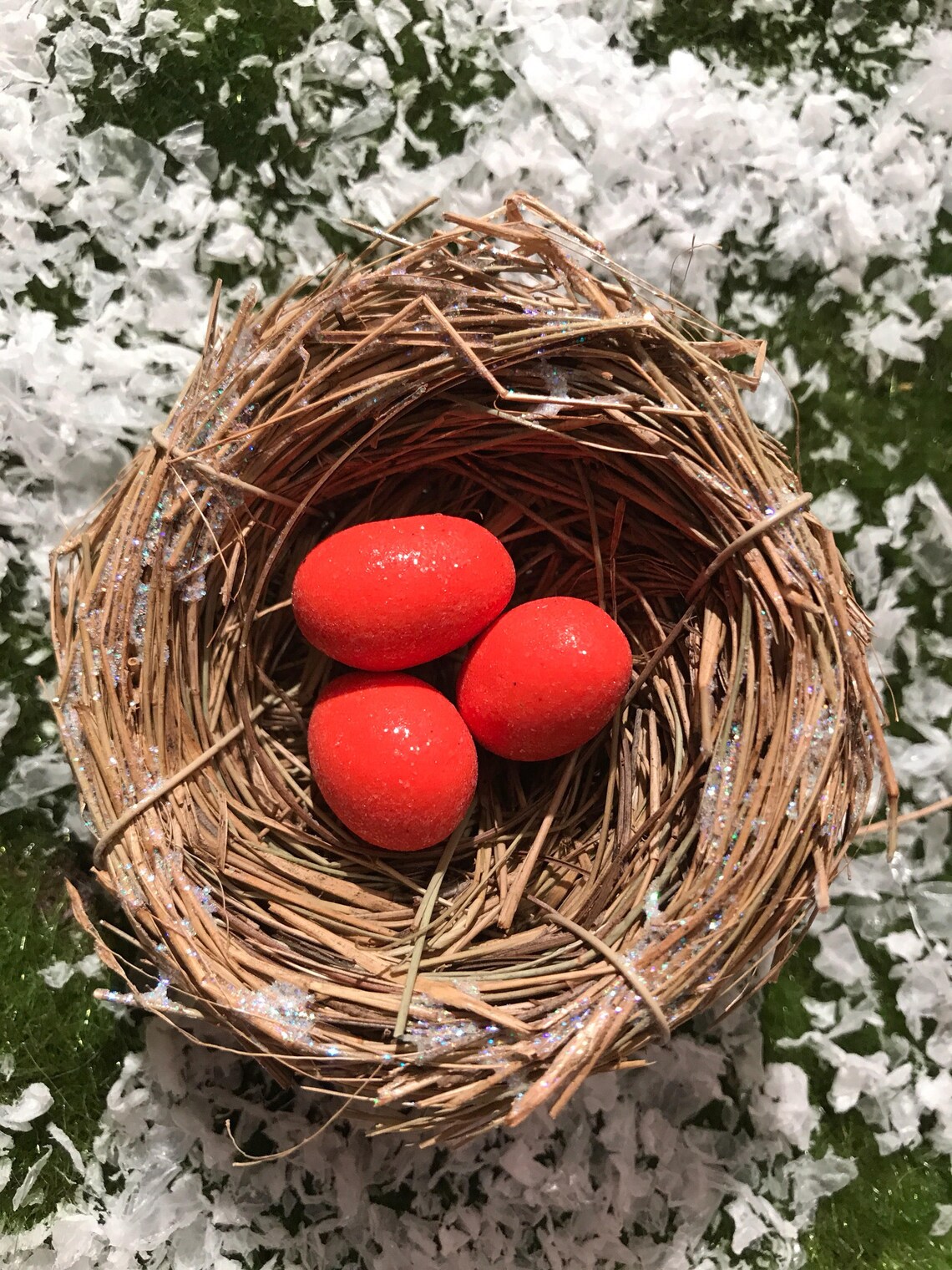 Orange Eggs in a Glitter 3 Bird Nest Ornament. If You - Etsy