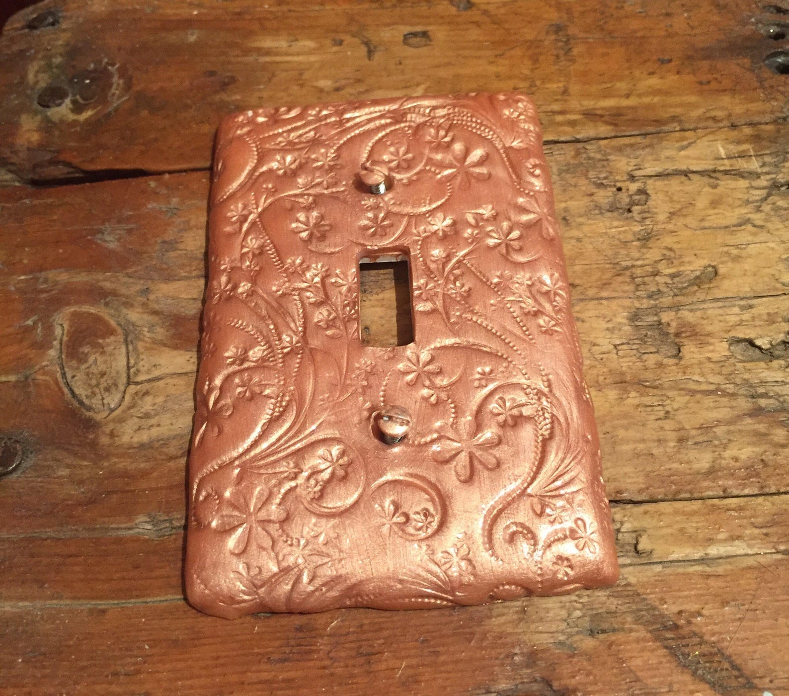 Soft Copper light switch plate swirls and flowers with | Etsy
