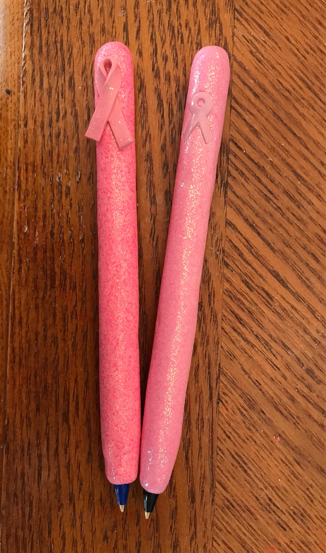 Set of 2 Breast Cancer Awareness Pens Pink Ribbon Glitter Pens | Etsy