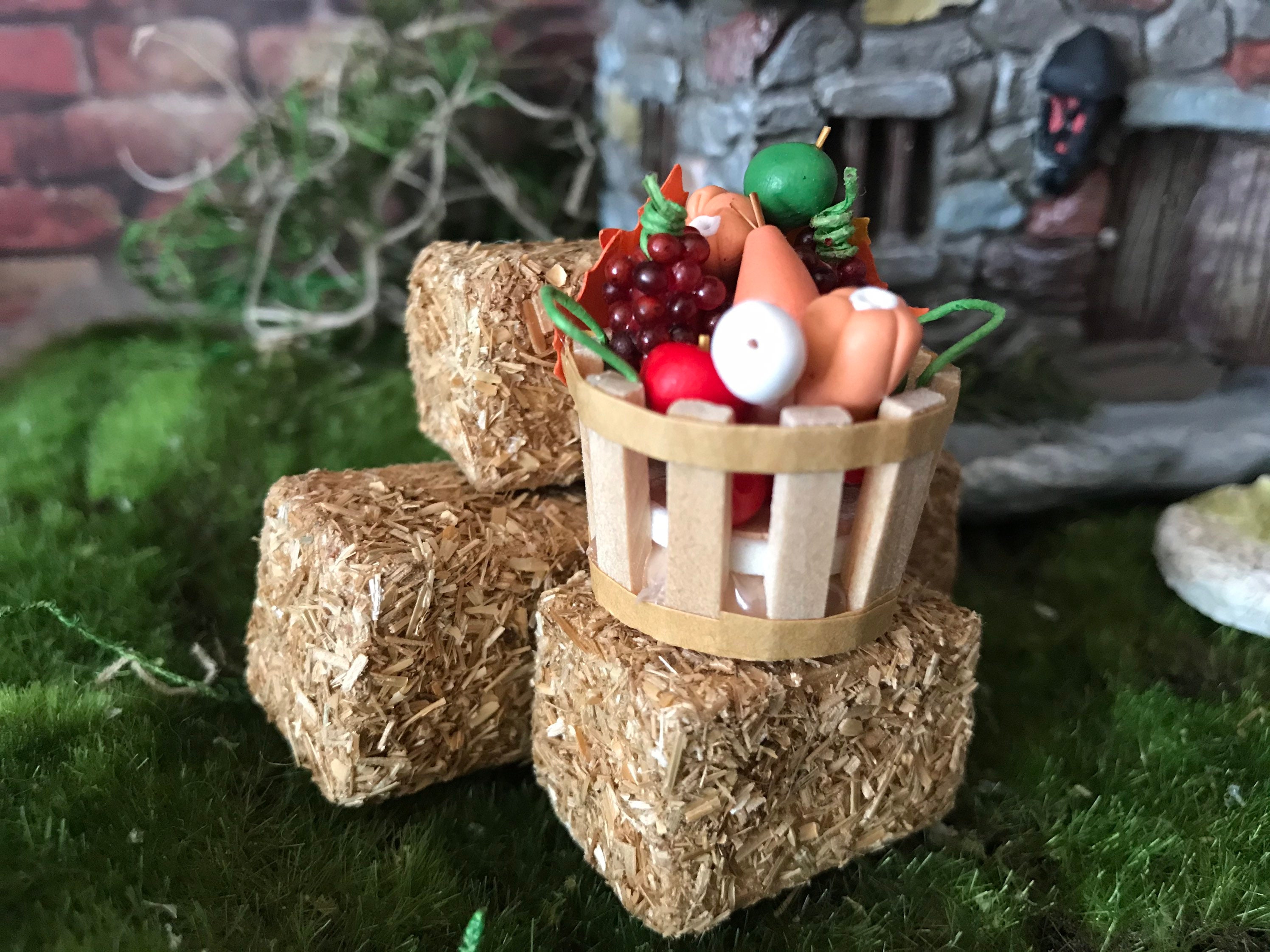 Miniature Bales of Hay Autumn Harvest Bales of Straw Fairy - Etsy