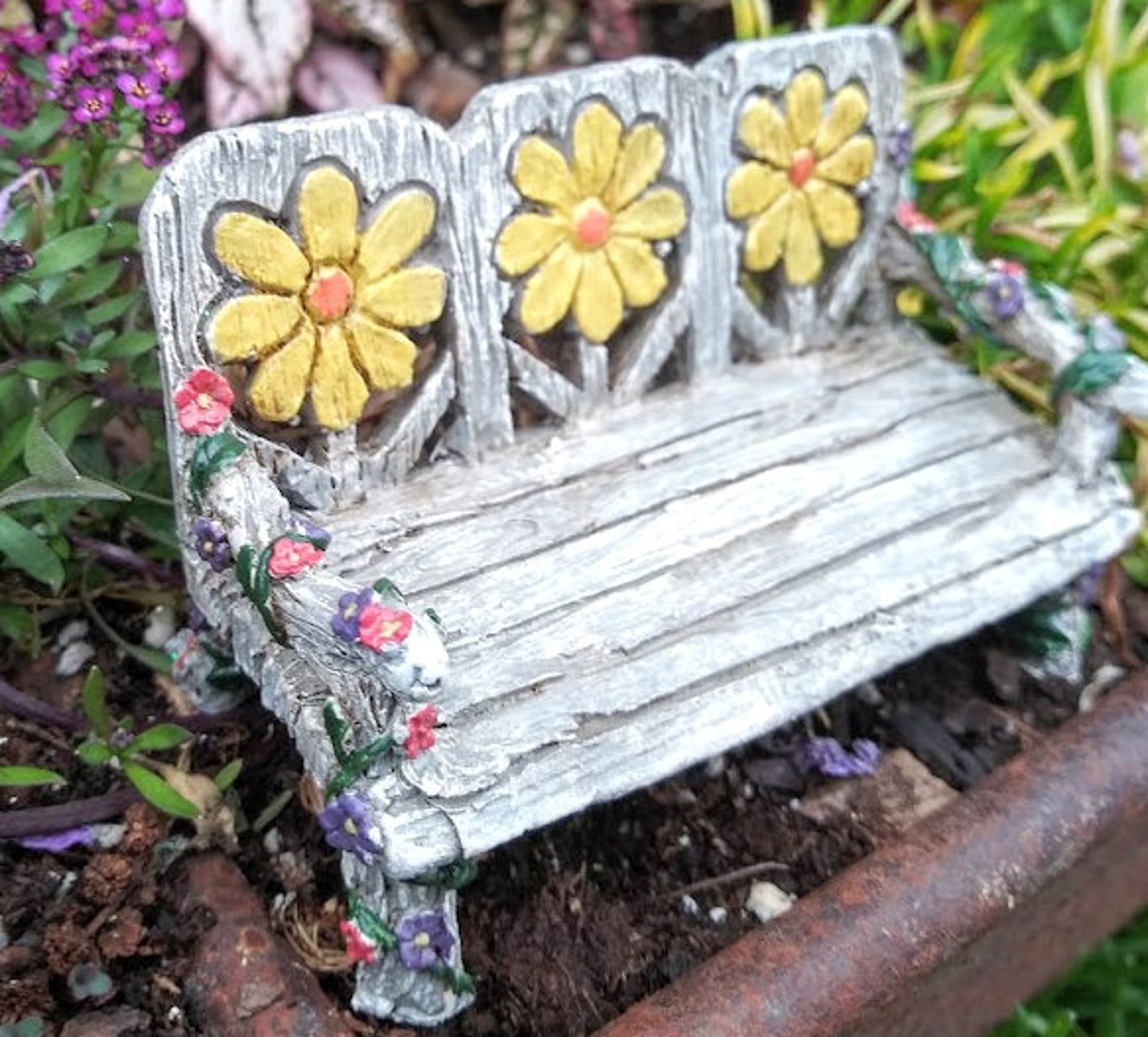 Miniature Fairy Bench Daisy Fairy Bench Miniature Bench Fairy - Etsy
