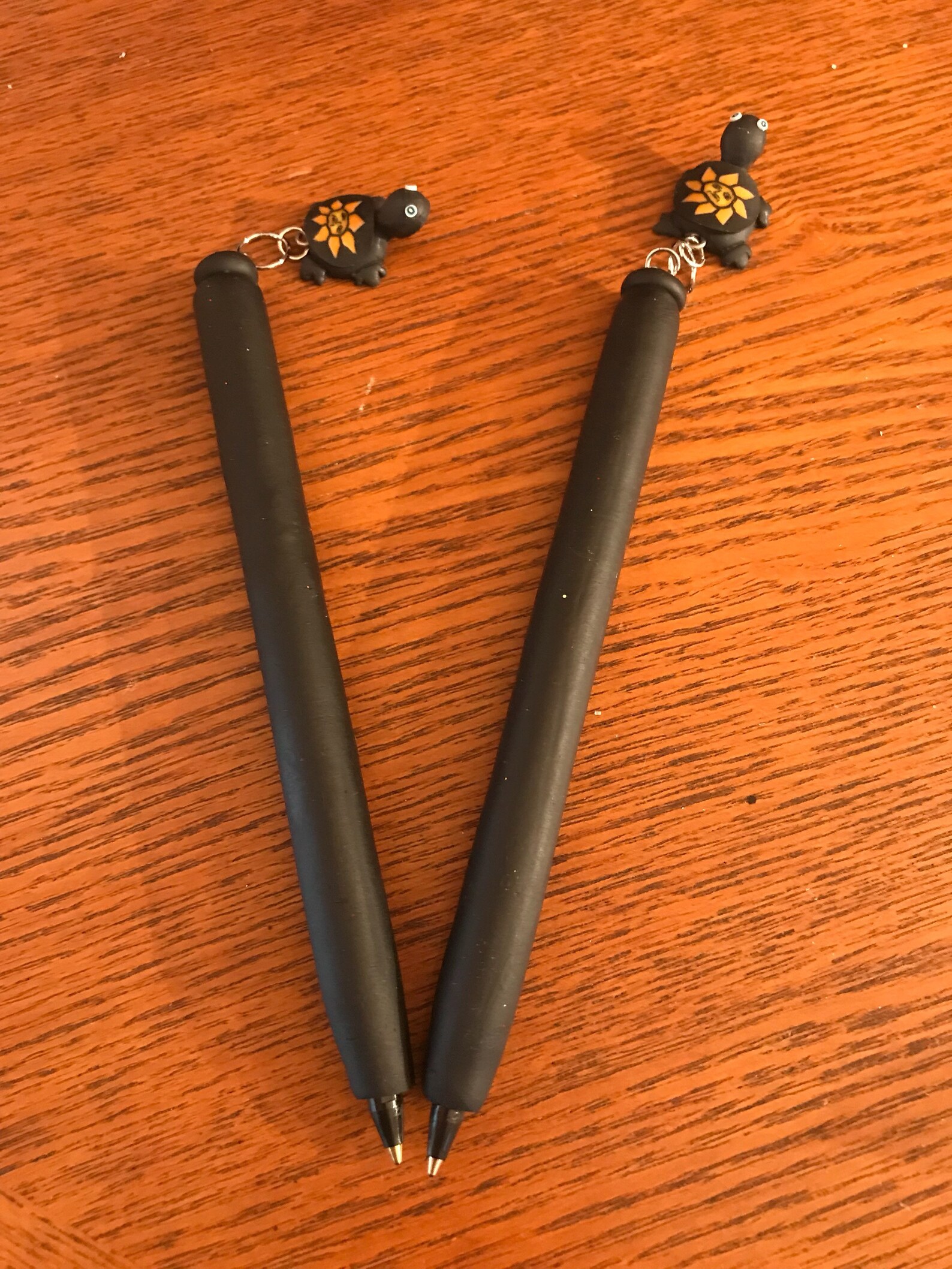 Black Refillable Polymer Clay Turtle Pens Set of Two Pens | Etsy