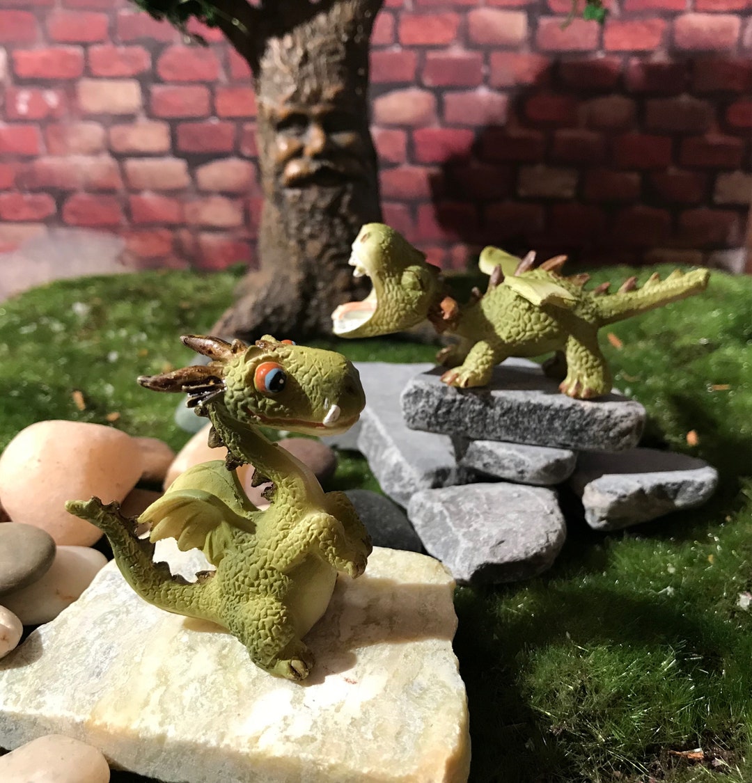 Adorable Miniature Green Dragon Full of Whimsy, Fairy Garden Supplies ...