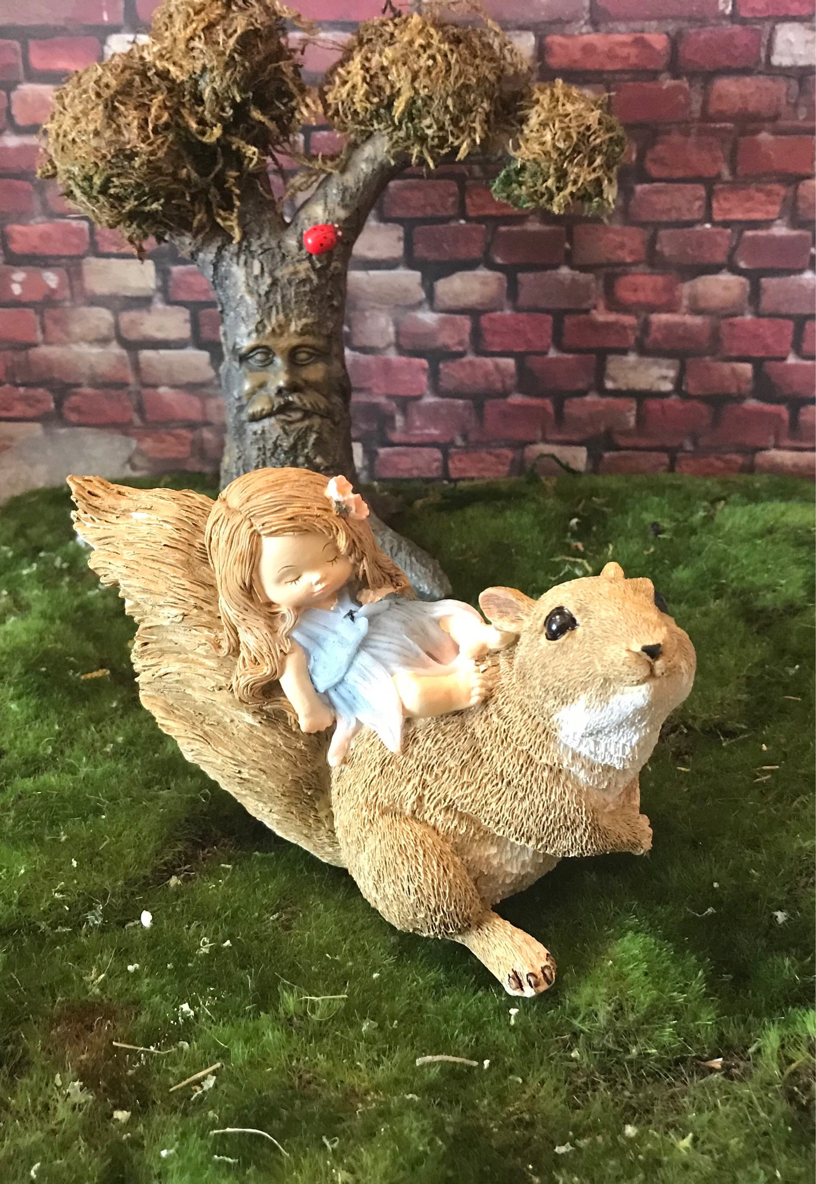 Little Sleeping Fairy on Squirrel. Fairy Garden Supplies - Etsy