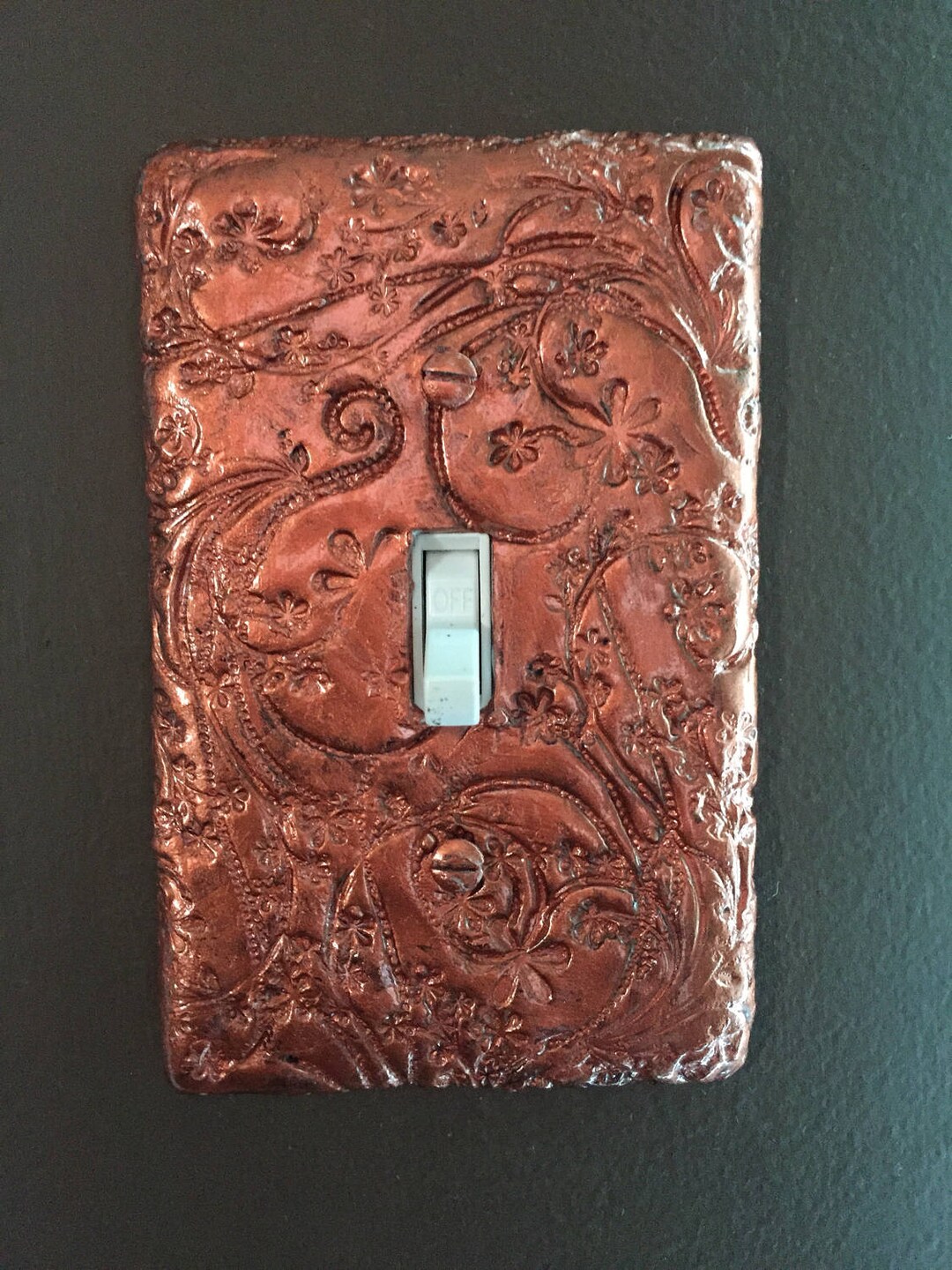 Copper Color Light Switch Plate Swirls Flowers Single Toggle Cover ...