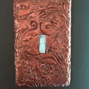 Copper Color Light Switch Plate Swirls Flowers Single Toggle Cover ...