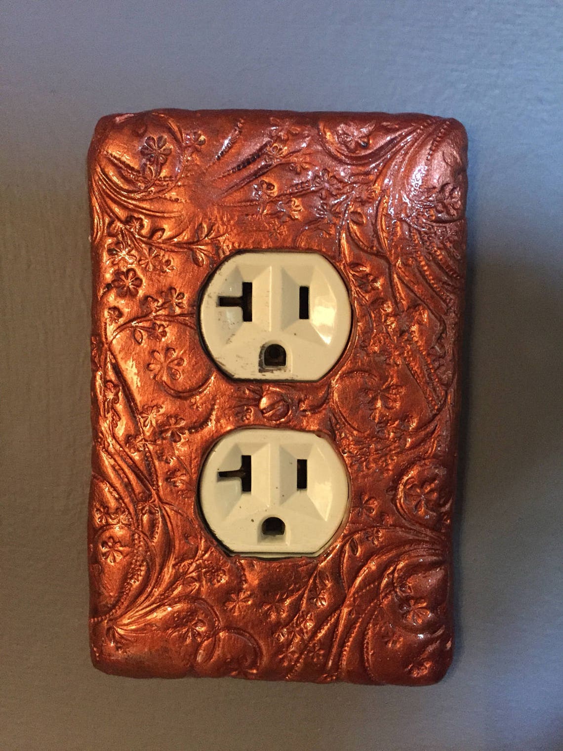 Copper color light switch plate swirls flowers Single toggle | Etsy