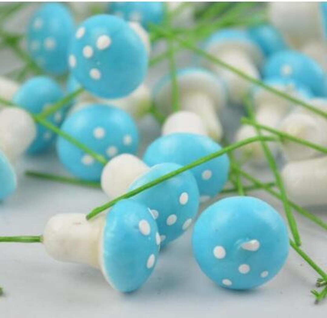 Miniature Blue Mushroom for Fairy Garden, Miniature Garden Mushrooms ...
