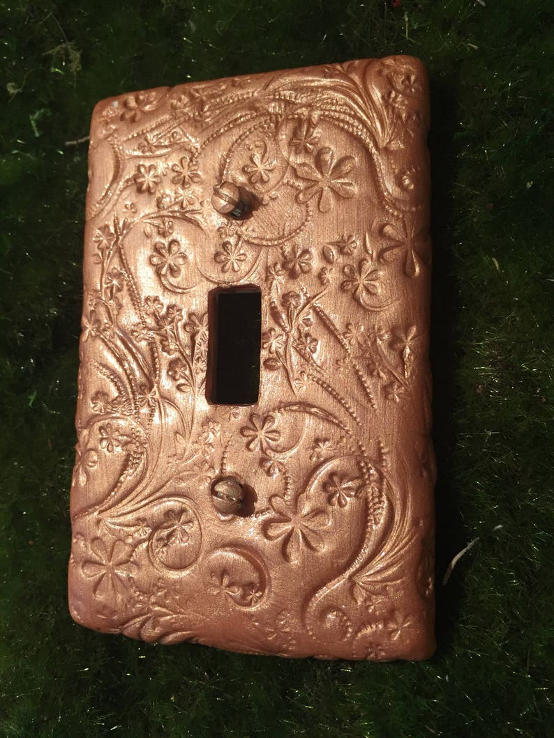 Soft Copper Light Switch Plate Swirls and Flowers With - Etsy