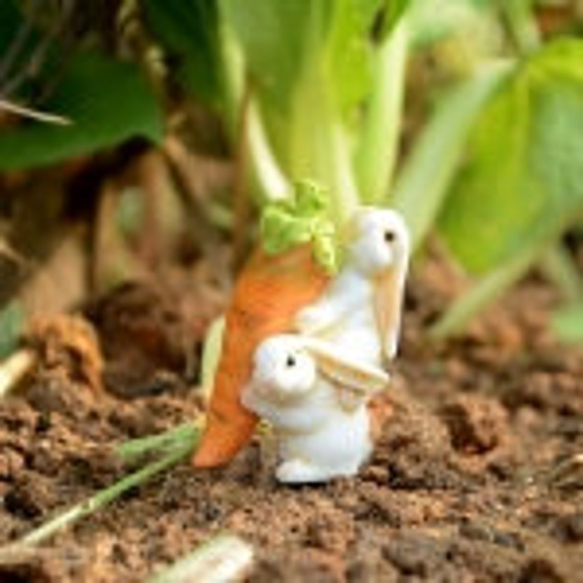 Fairy Garden Bunny Rabbit With Large Carrot Miniature Bunny - Etsy