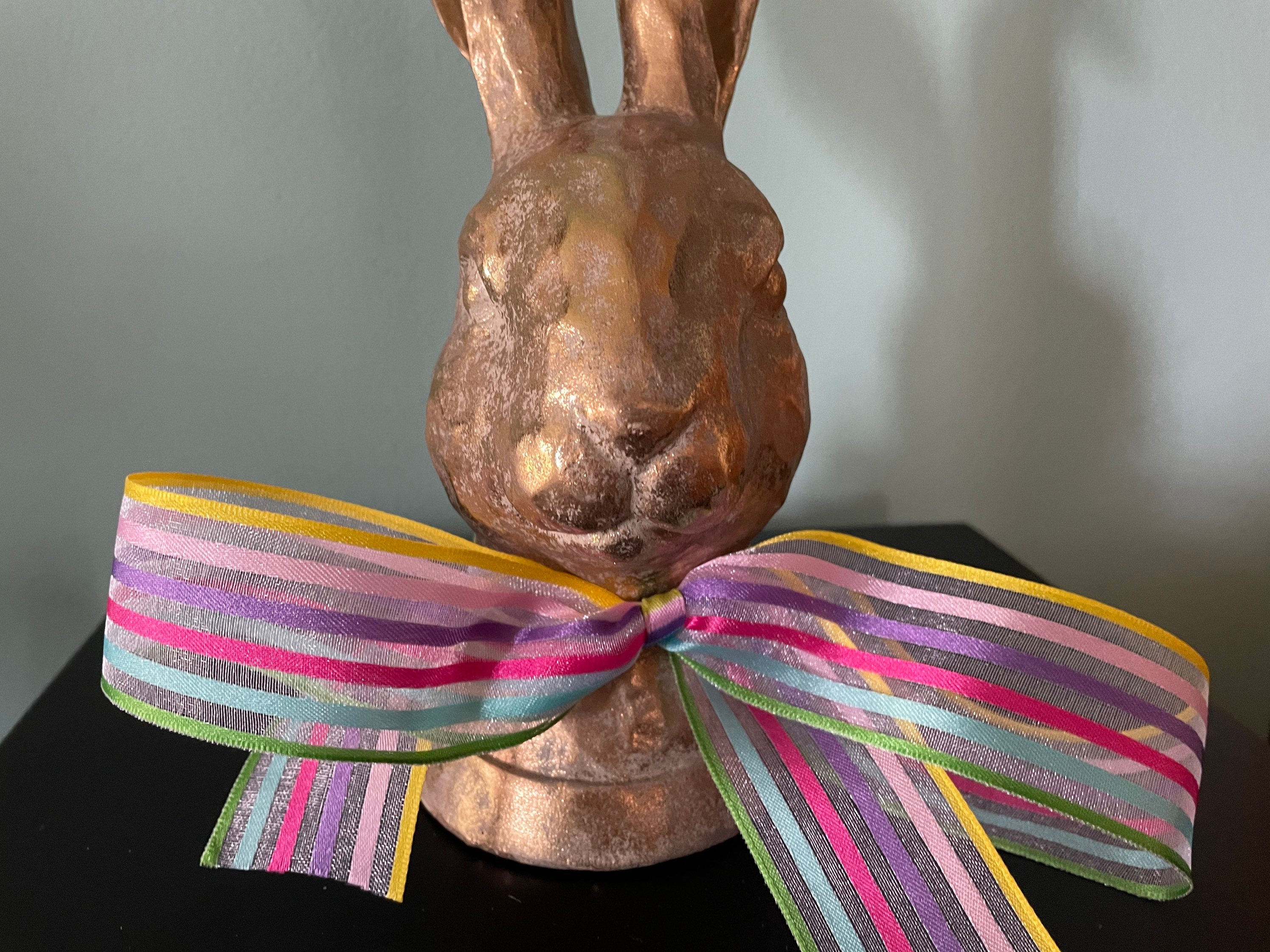 Distressed Gold Rabbit With Floppy Bow Tie Bunny Bust - Etsy