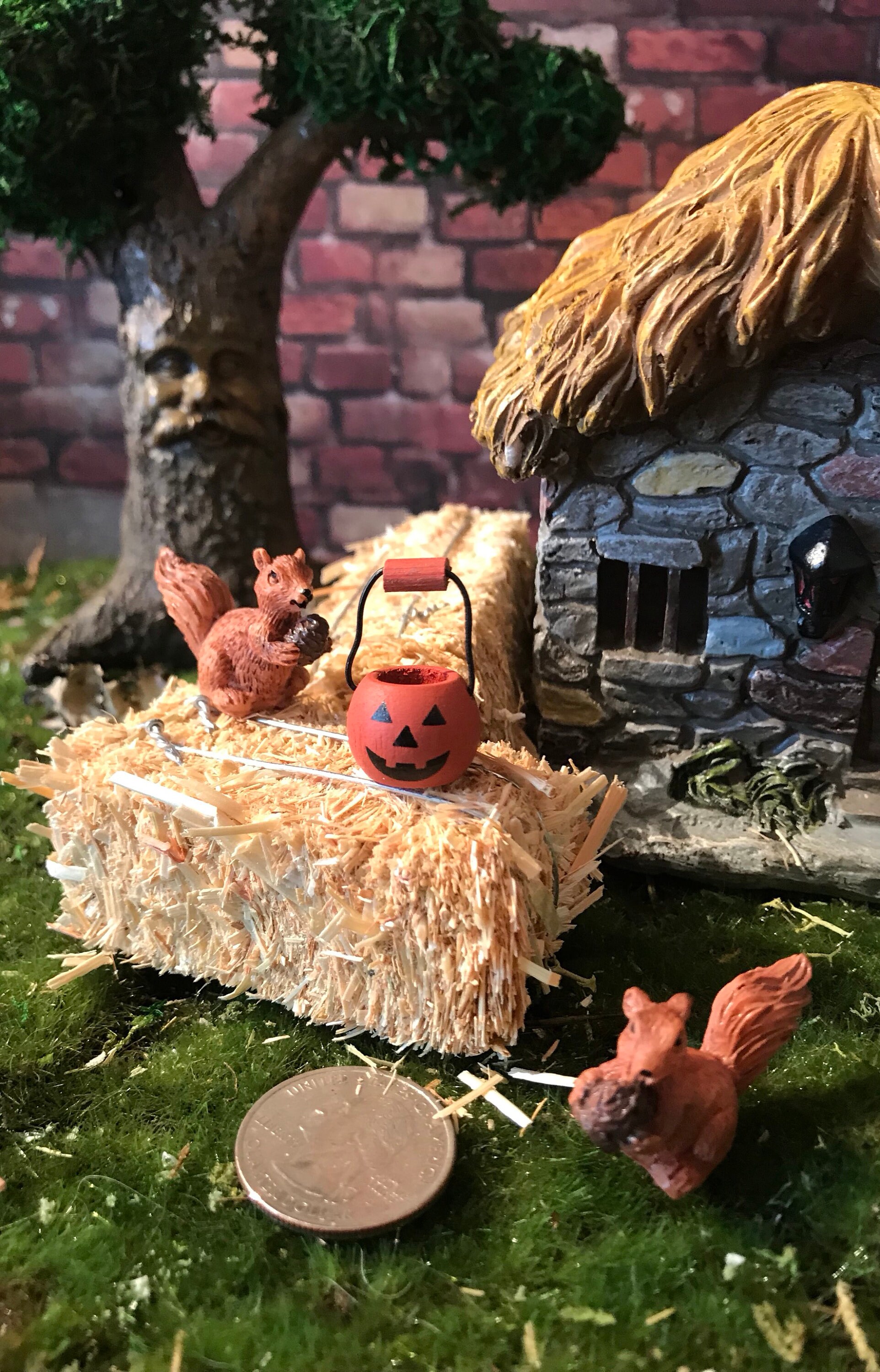 Miniature Fall Harvest Display Miniature Fairy Straw Bale Micro Bound ...