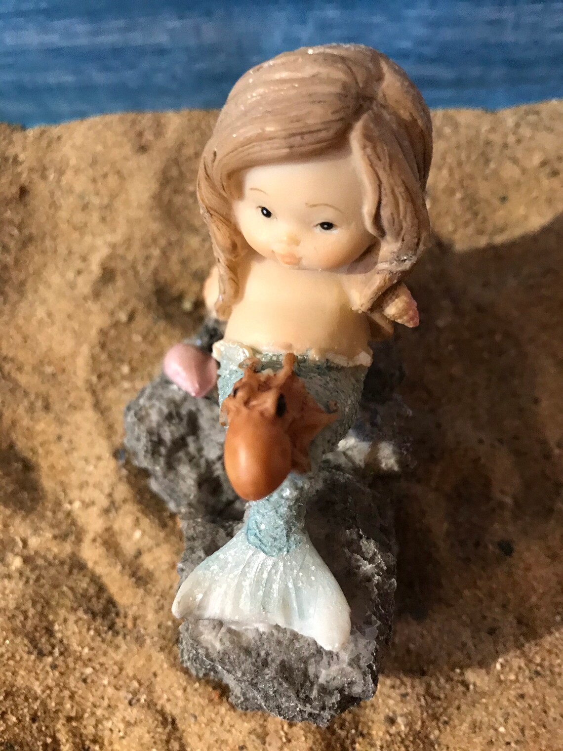 Pretty miniature mermaid fairy garden mermaid with pink | Etsy