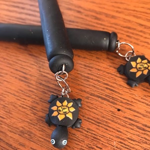 Black Refillable Polymer Clay Turtle Pens Set of Two Pens Child Gift ...