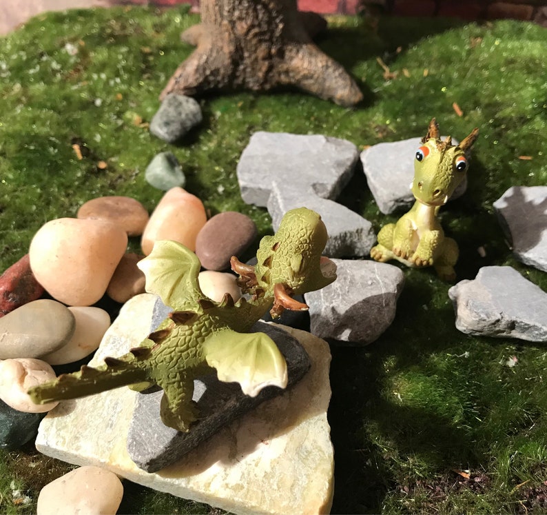 Adorable Miniature Green Dragon Full of Whimsy Fairy Garden | Etsy