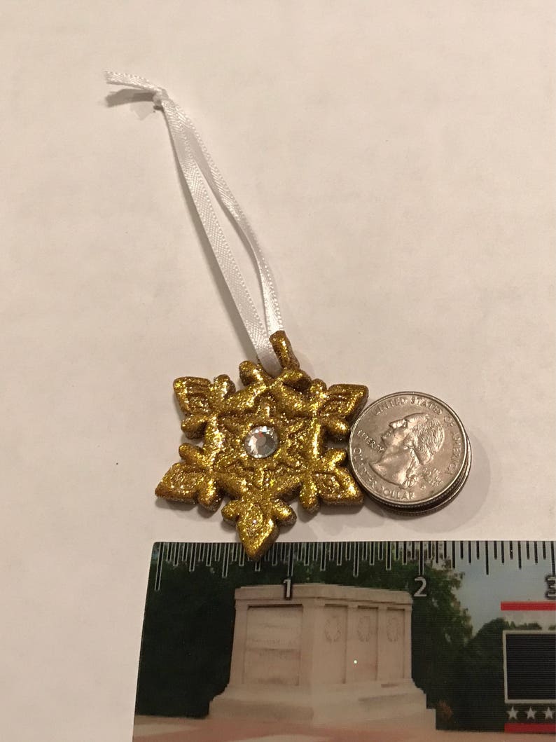 Set of 4 Gold Snowflake Glitter Snowflake Gift Decoration Mini - Etsy