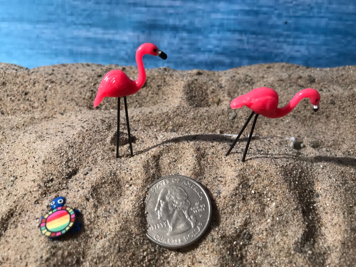 Mini Pink Flamingo Pair Fairy Garden Terrarium Supply - Etsy