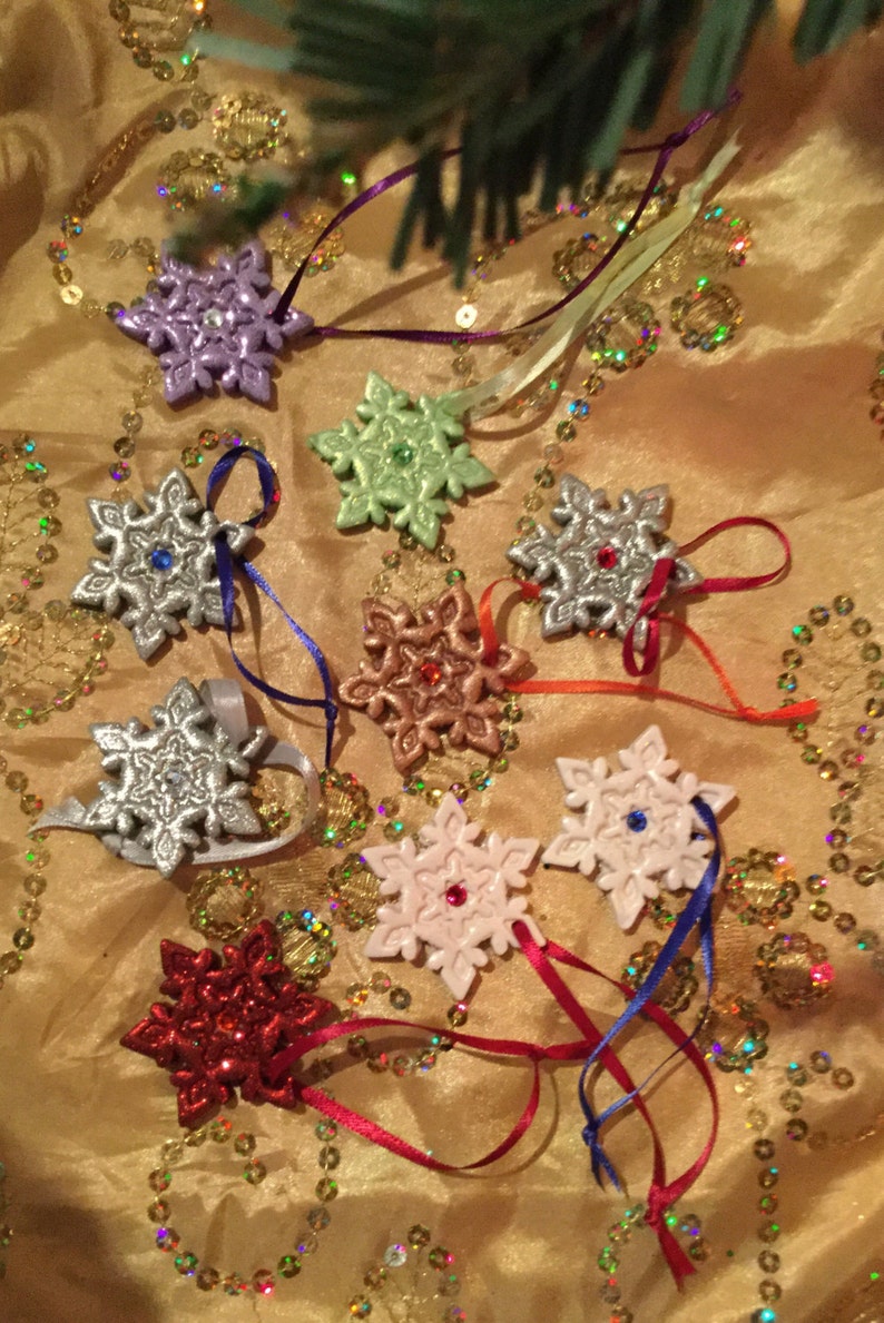 Set of 4 Pretty Silver Snowflake.cute Glitter Snowflake Gift Decoration ...