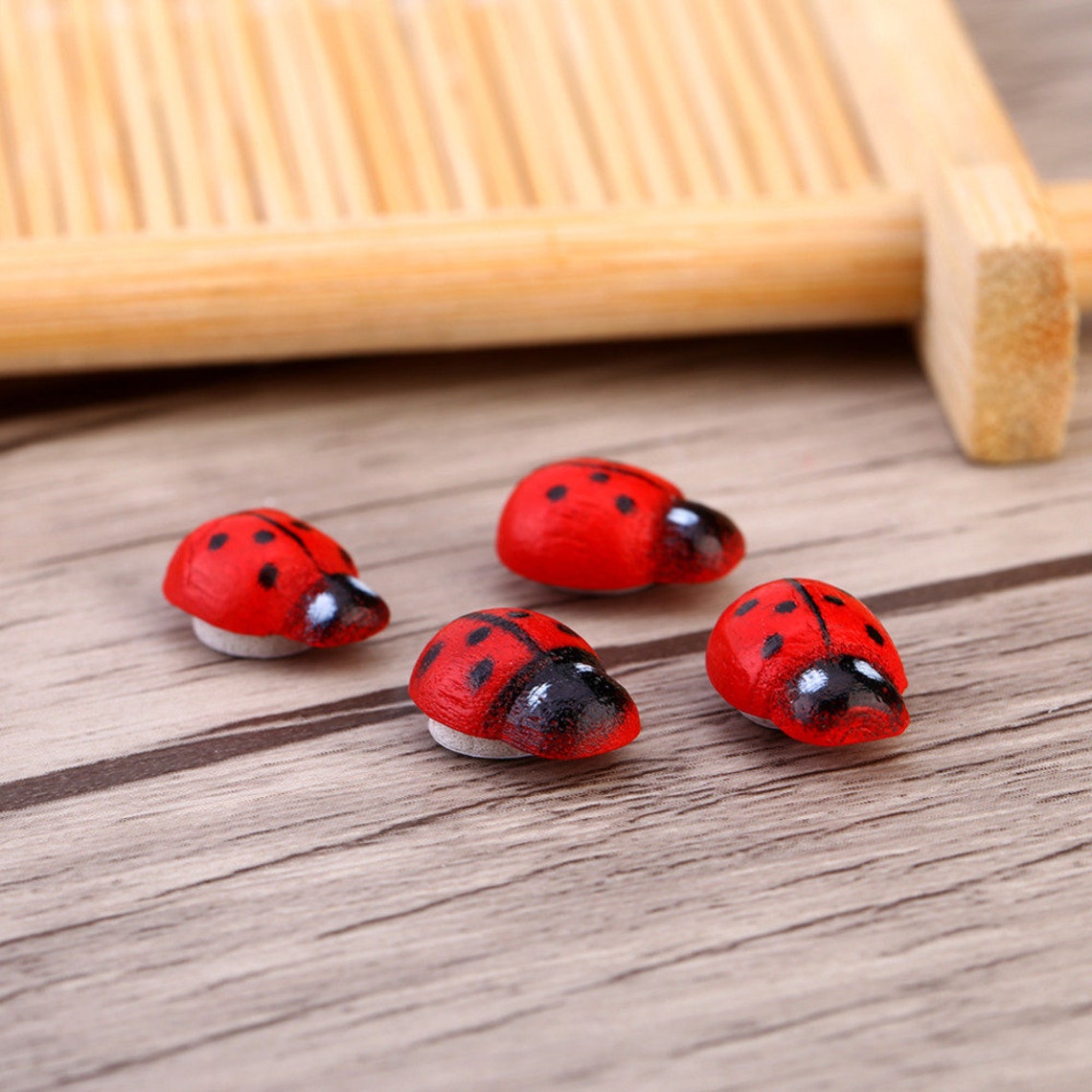 Self Adhesive Lady Bug Favors, 25-piece, Self Adhesive Lady Bug Wooden ...