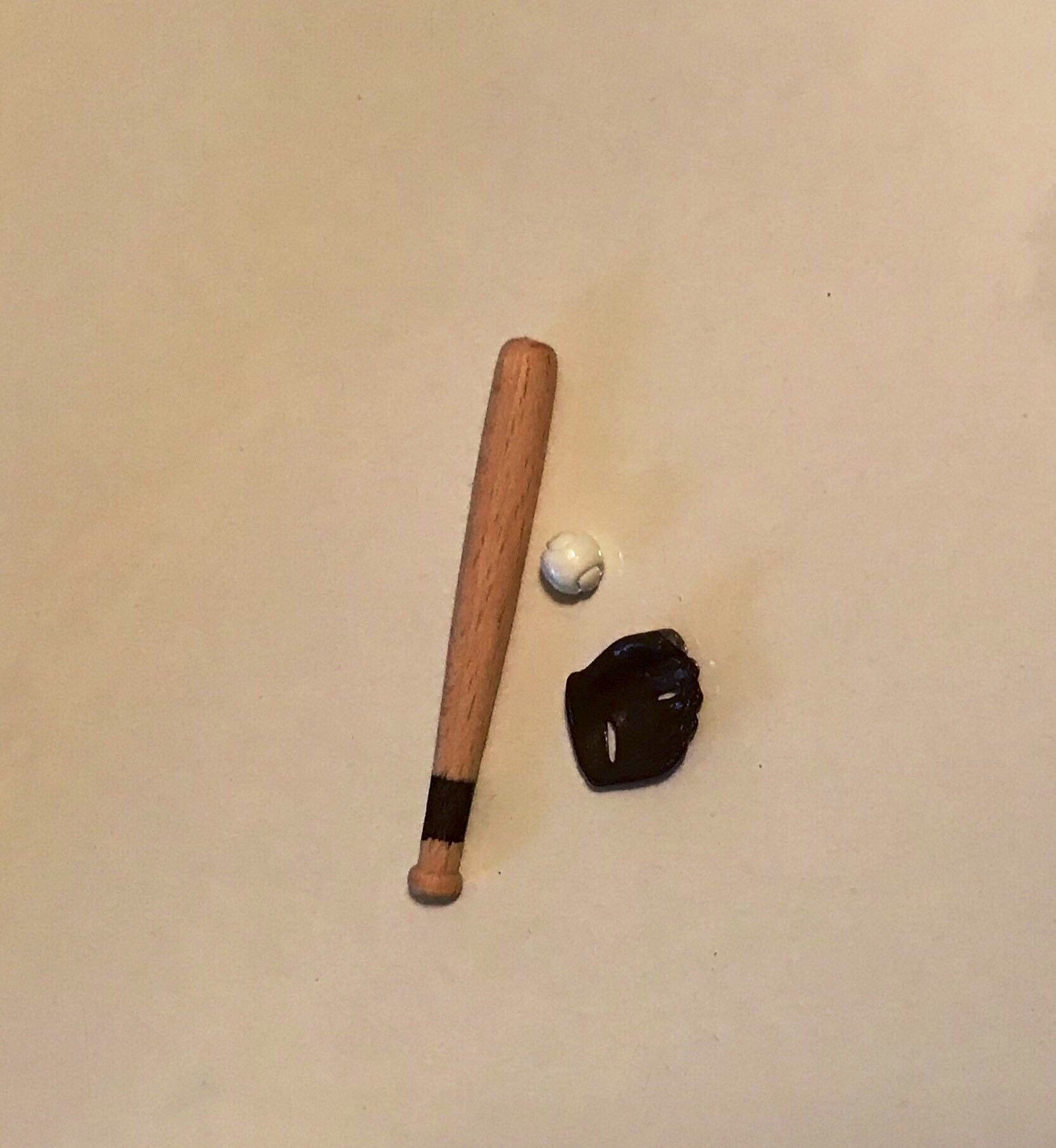 Miniature Baseball Bat and Ball. Dollhouse Miniatures, Fairy Garden ...