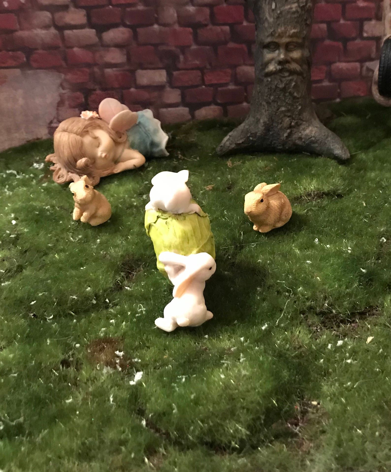 Sweet Bunny Rabbits Rolling Cabbage. Miniature Bunny Rabbits With ...