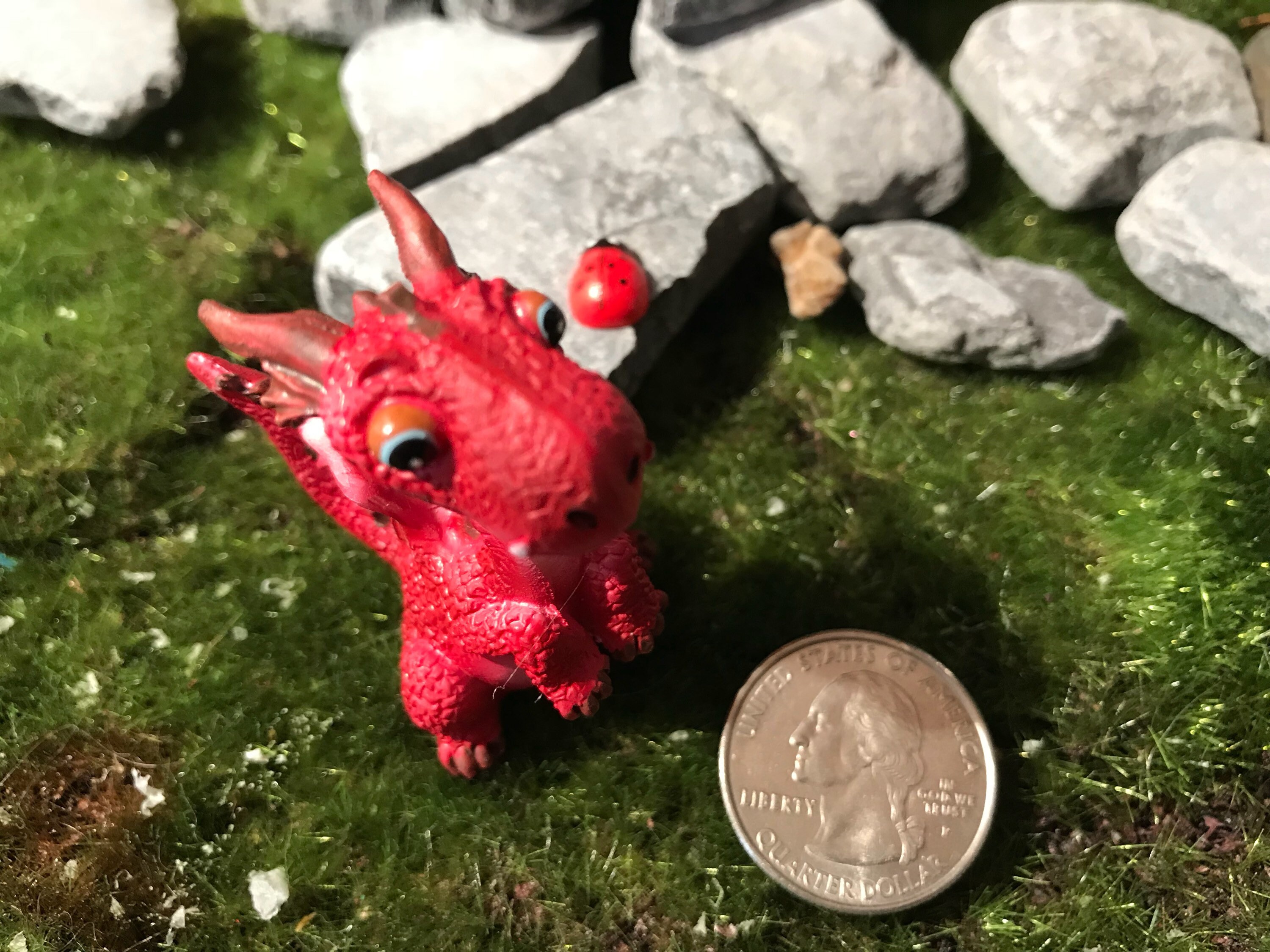Adorable Miniature Red Dragon Full of Whimsy, Fairy Garden Supplies ...