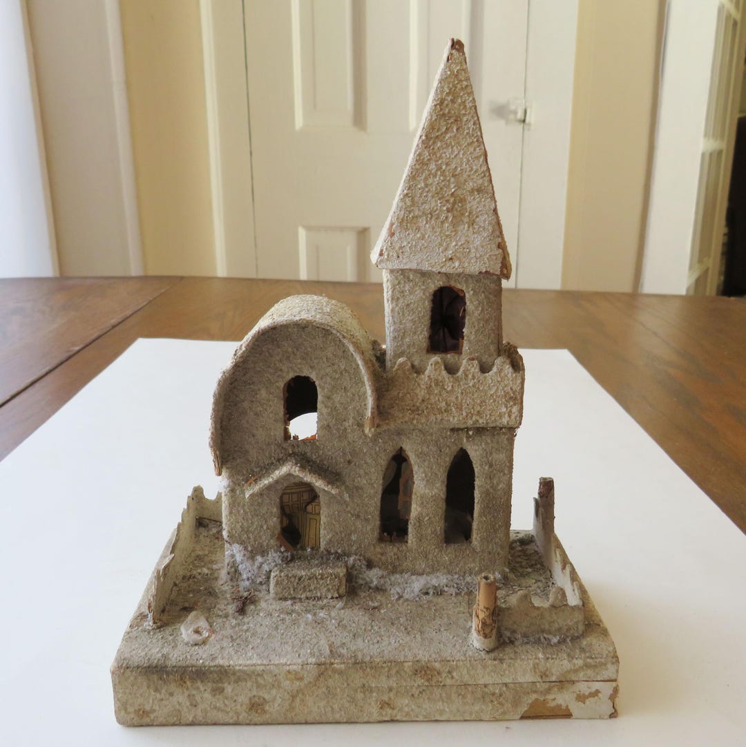 Antique Christmas Mica House Japan Vintage Shabby - Etsy