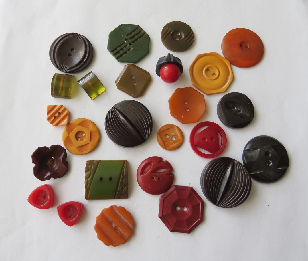 Antique Lot 25 Bakelite Buttons Butterscotch Green Brown Red Vintage - Etsy
