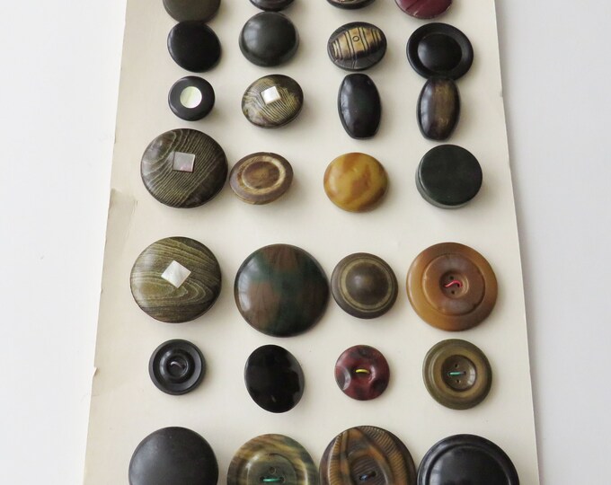 Antique Celluloid Button Estate Collector Card Plastic 28 Vintage Large ...
