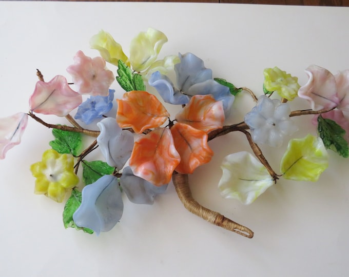 Antique Glass Flower Bouquet Branch Vintage Beautiful !! - Etsy