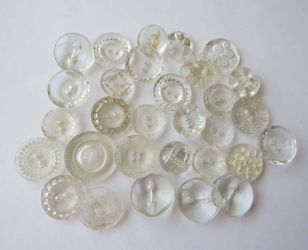 Lot Antique 30 Clear Glass Buttons Vintage Button - Etsy