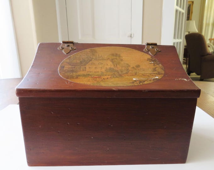 Vintage Wood Curved Top Box With Country Scene - Etsy