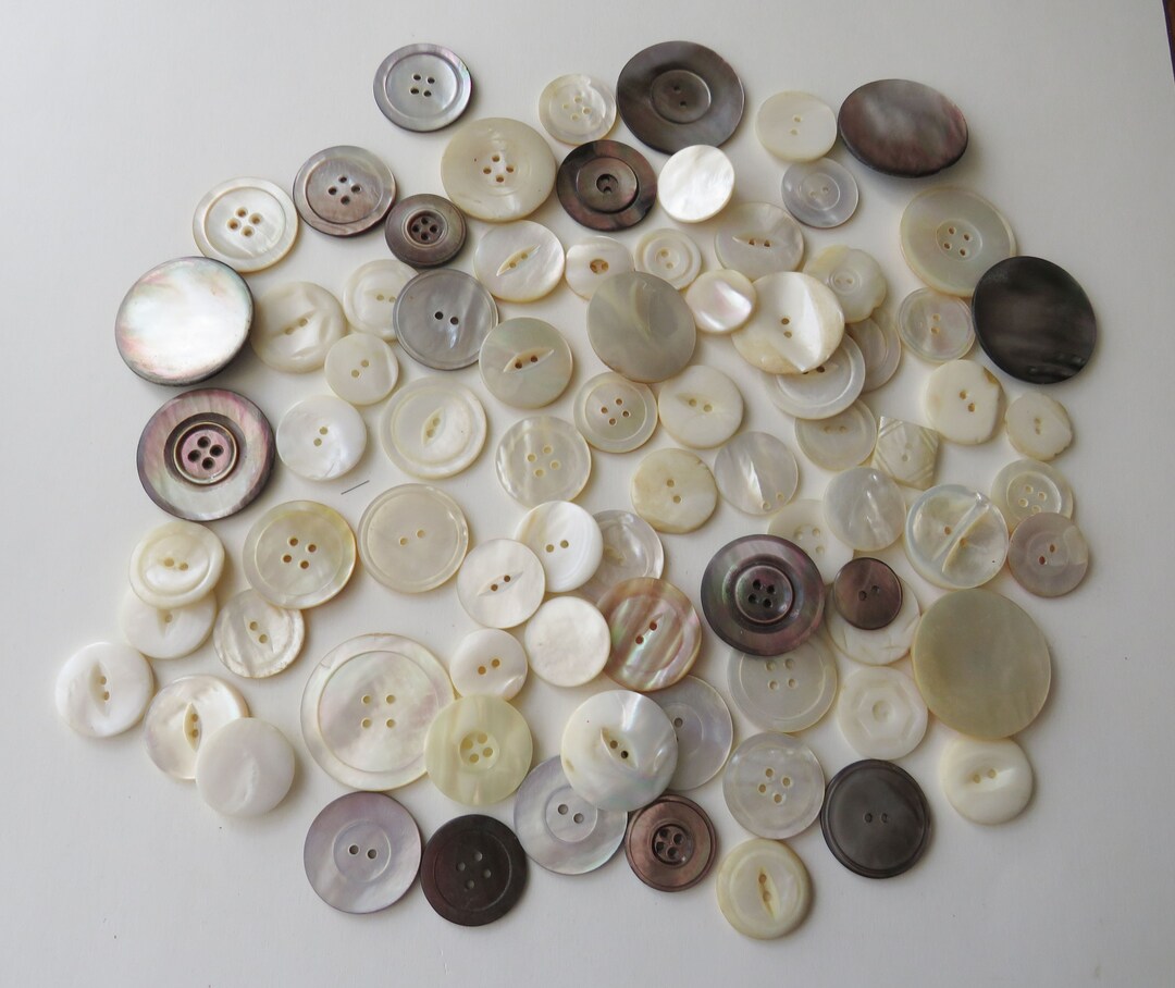 Antique Lot 80 Mother of Pearl Buttons MOP Button White Gray Vintage - Etsy