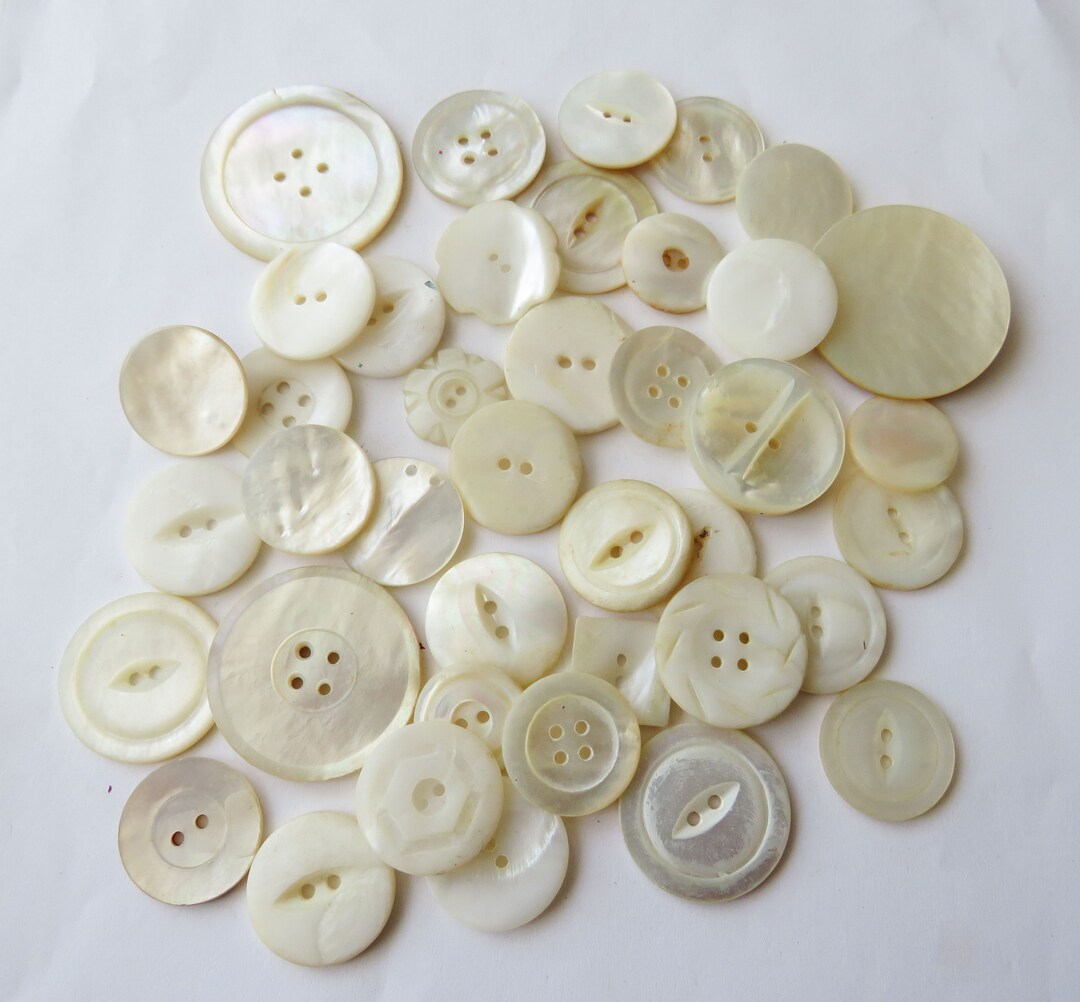 Antique Lot 40 Mother of Pearl Buttons MOP Button White - Etsy