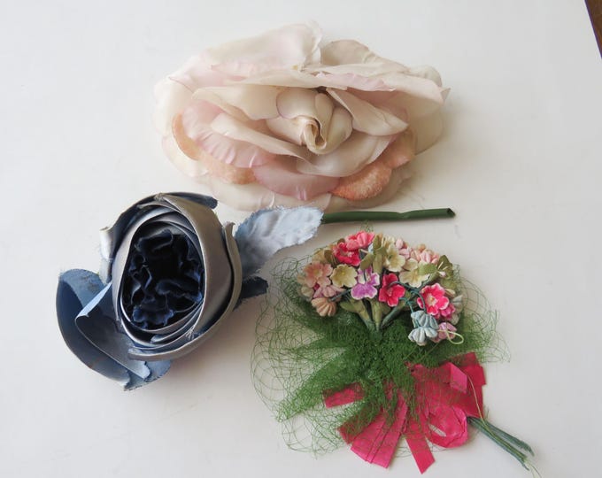 3 Antique Millinery Flowers Fabric Vintage Floral Hat Making - Etsy