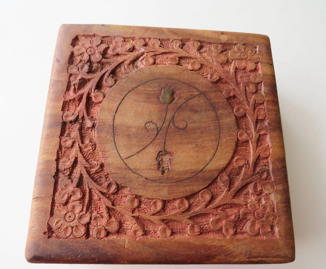 Vintage Carved Wood Box - Etsy