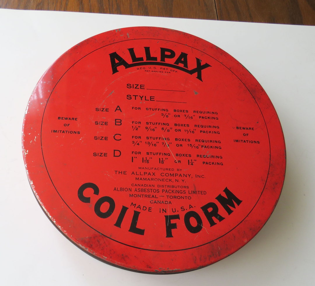 Vintage Allpax Coil Form Tin Advertising Mamaronek NY - Etsy