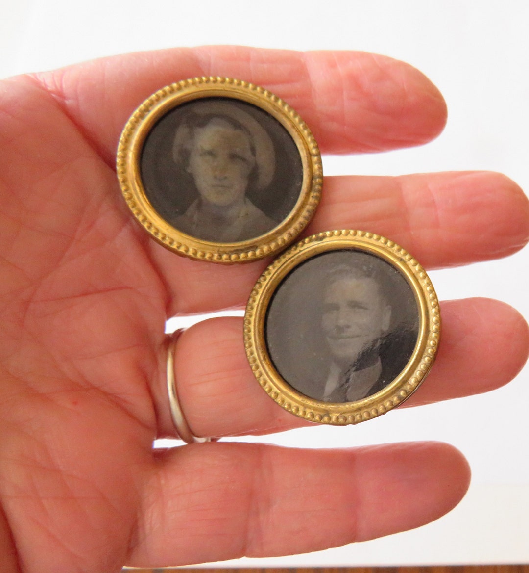 2 Antique Tintype Tin Type Photo Pins Vintage - Etsy