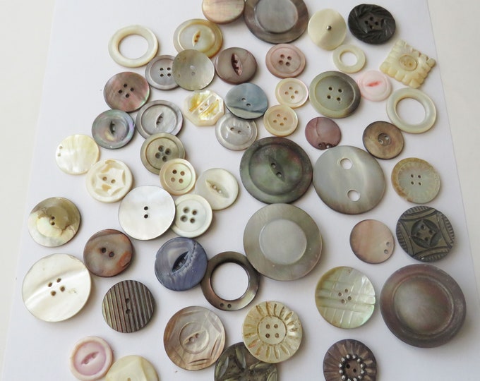 Antique Lot 52 Mother of Pearl Buttons MOP Button White Gray Vintage - Etsy