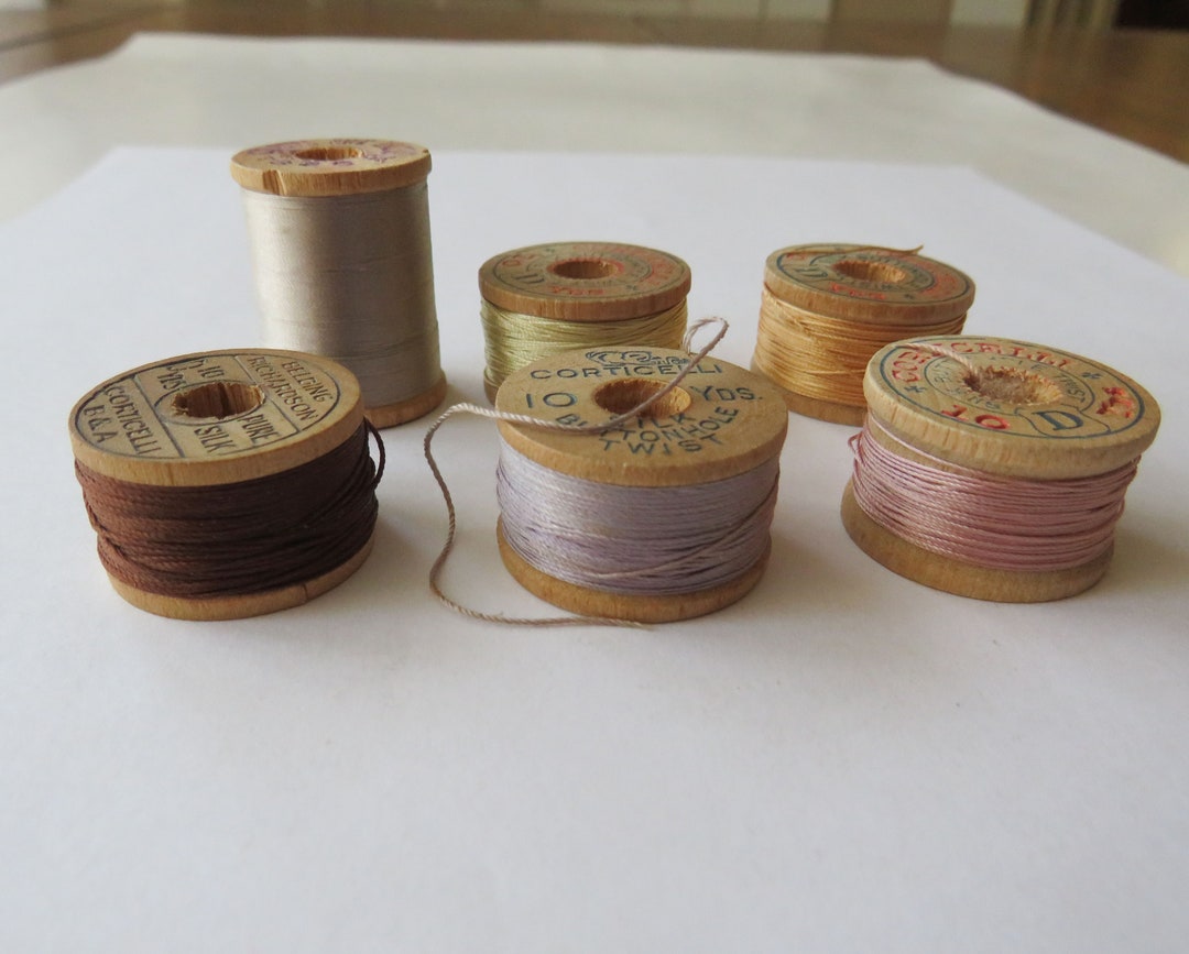 6 Vintage Silk Button Twist Thread Corticelli Wood Spool - Etsy