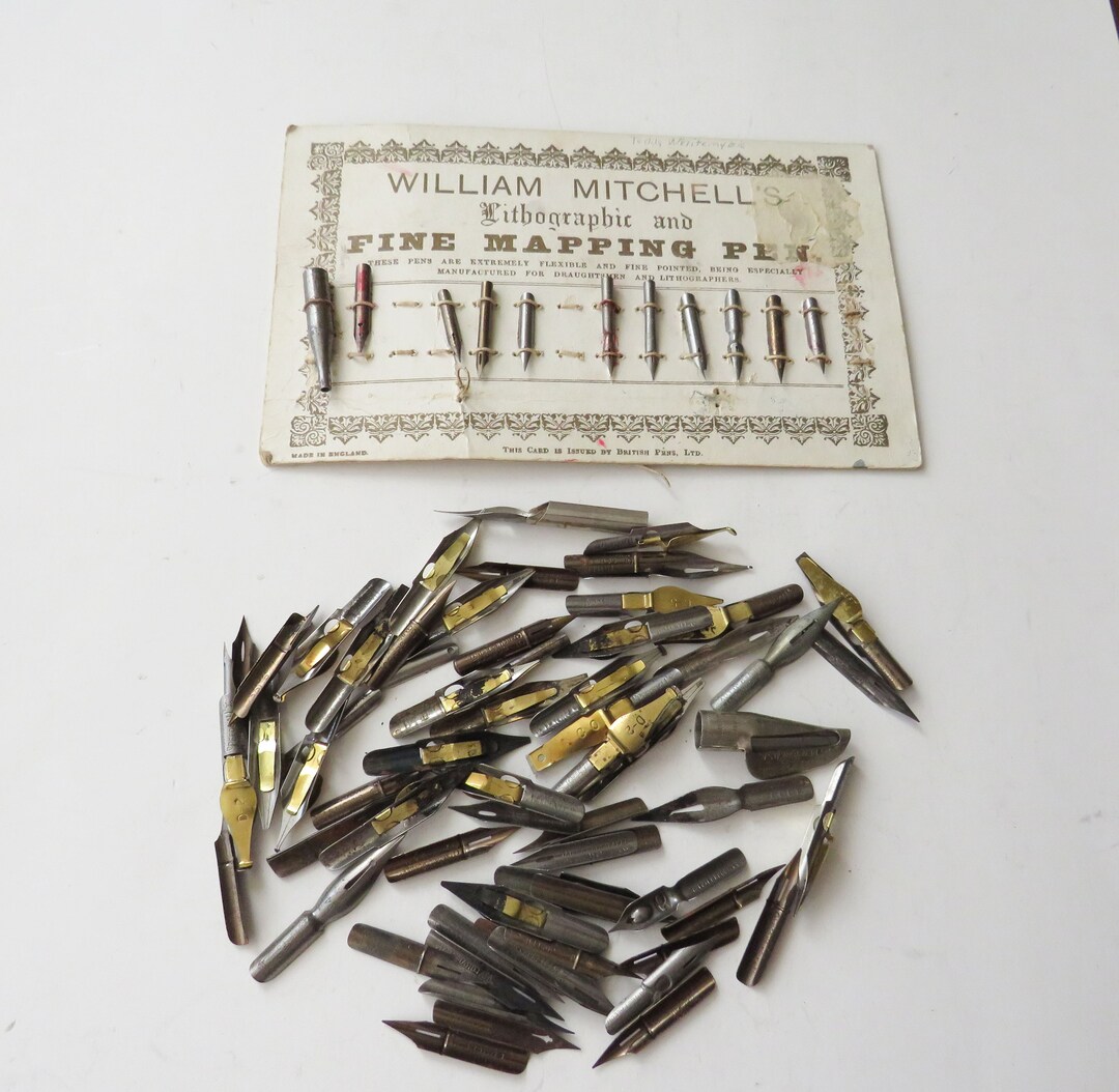 Antique Lot Dip Fountain Pen Nibs Used & Unused William Mitchell Nib ...