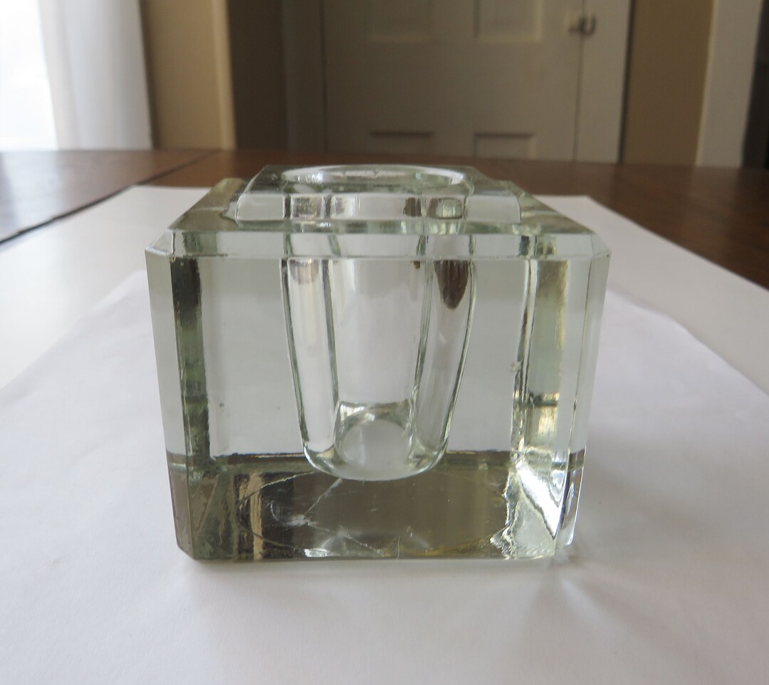 Antique Square Glass Ink Well Inkwell Vintage - Etsy