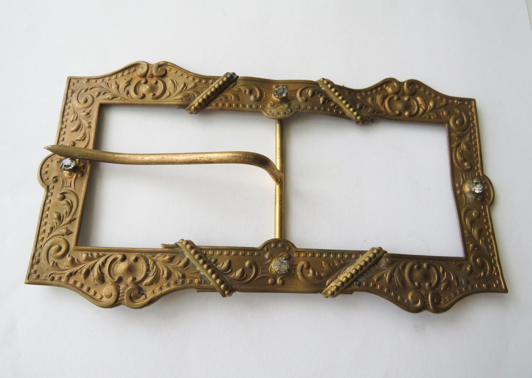 Antique Extra Large Brass Buckle Vintage Sash Gold Tone Fancy ...