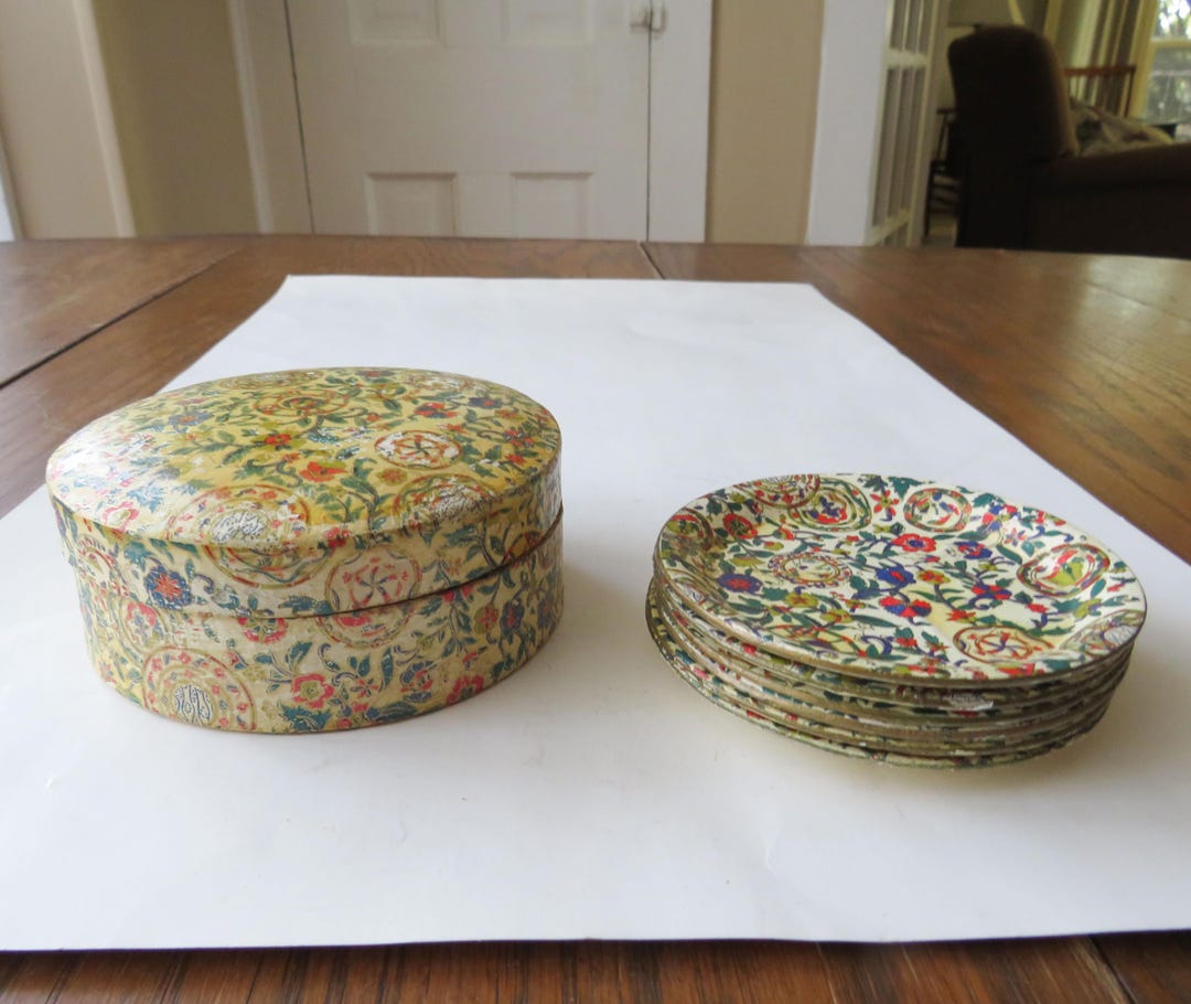 Antique Coaster Set Box Boxed Papier Paper Mache Japan Vintage - Etsy