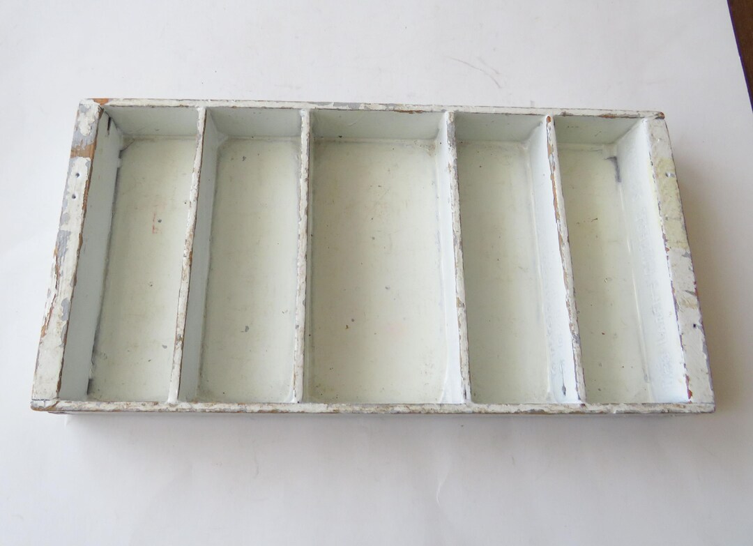 Vintage White Wood Divided Box Small Kraft Foods Antique - Etsy