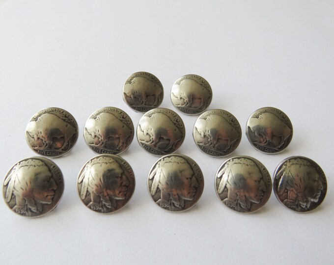 Vintage 12 Metal Indian Head & Bufffalo Buttons Set - Etsy